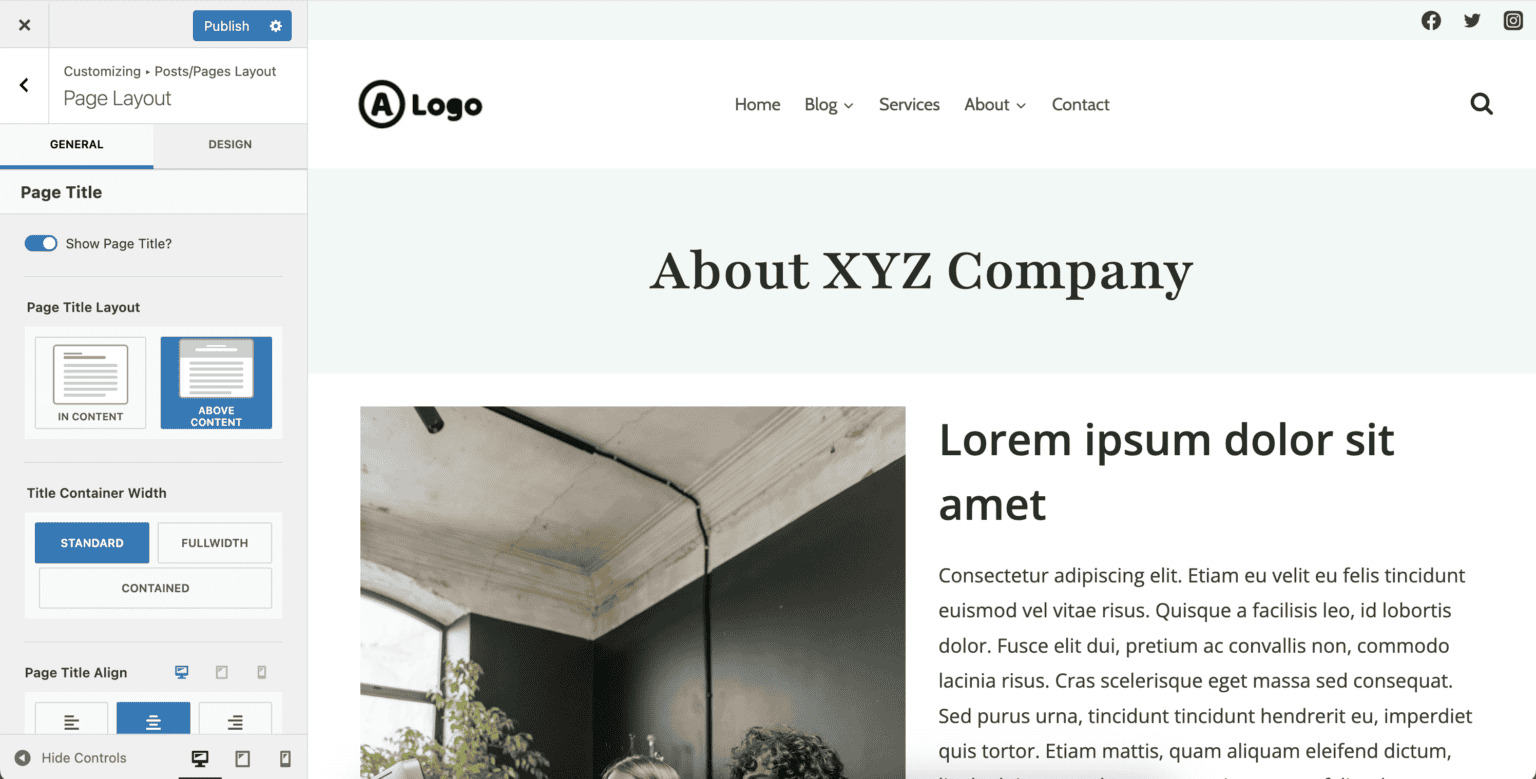 Page Layout Customizer Settings - Kadence WP Documentation